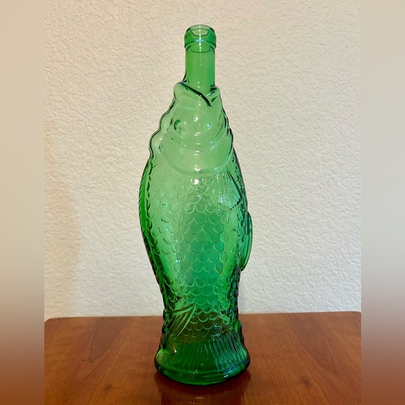 Dining | Vintage Green Glass Fish Shaped Bottle Decanter 197 Wine ...